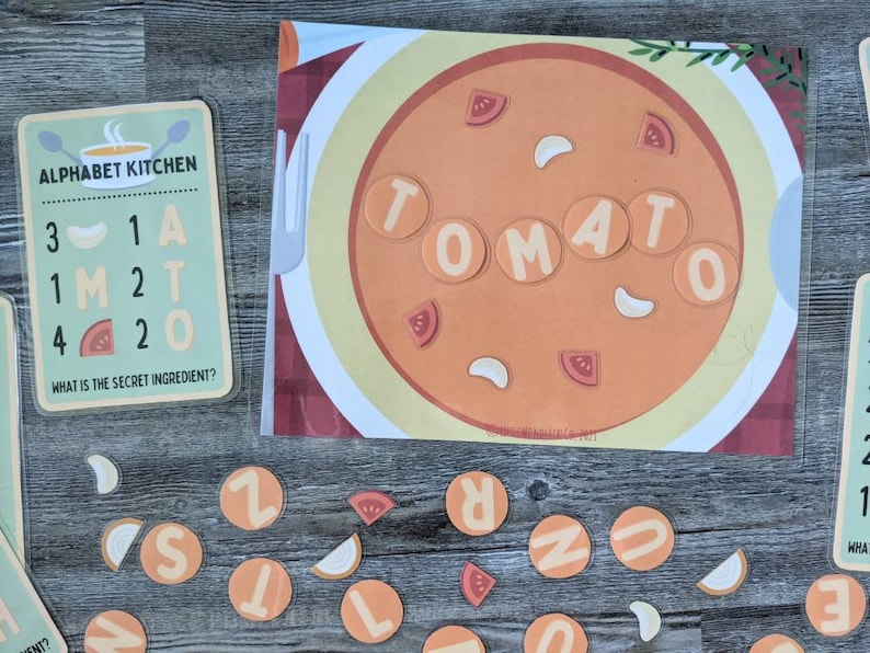 Alphabet Soup Game Activity Counting Spelling Food | Etsy
