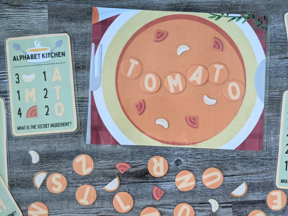 Alphabet Soup Game Activity Counting Spelling Food | Etsy