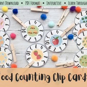 Food Themed Counting Clip Cards - Preschool, Fine Motor, Number ...