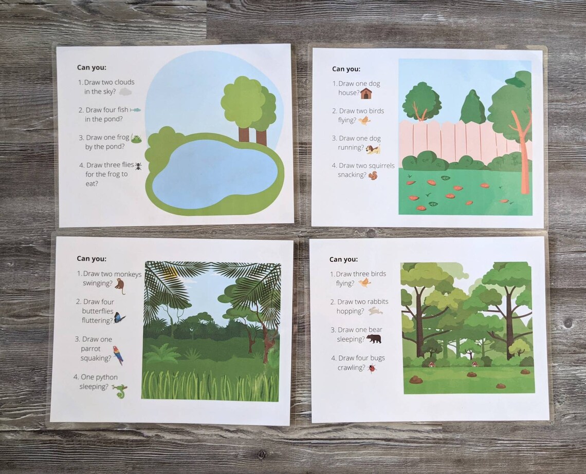 Following Directions Practice Sheets Drawing Preschool - Etsy