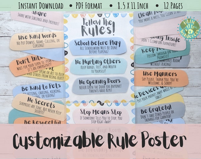 Rule Poster With Removable Rule Cards Classroom, Homeschool, Discipline ...