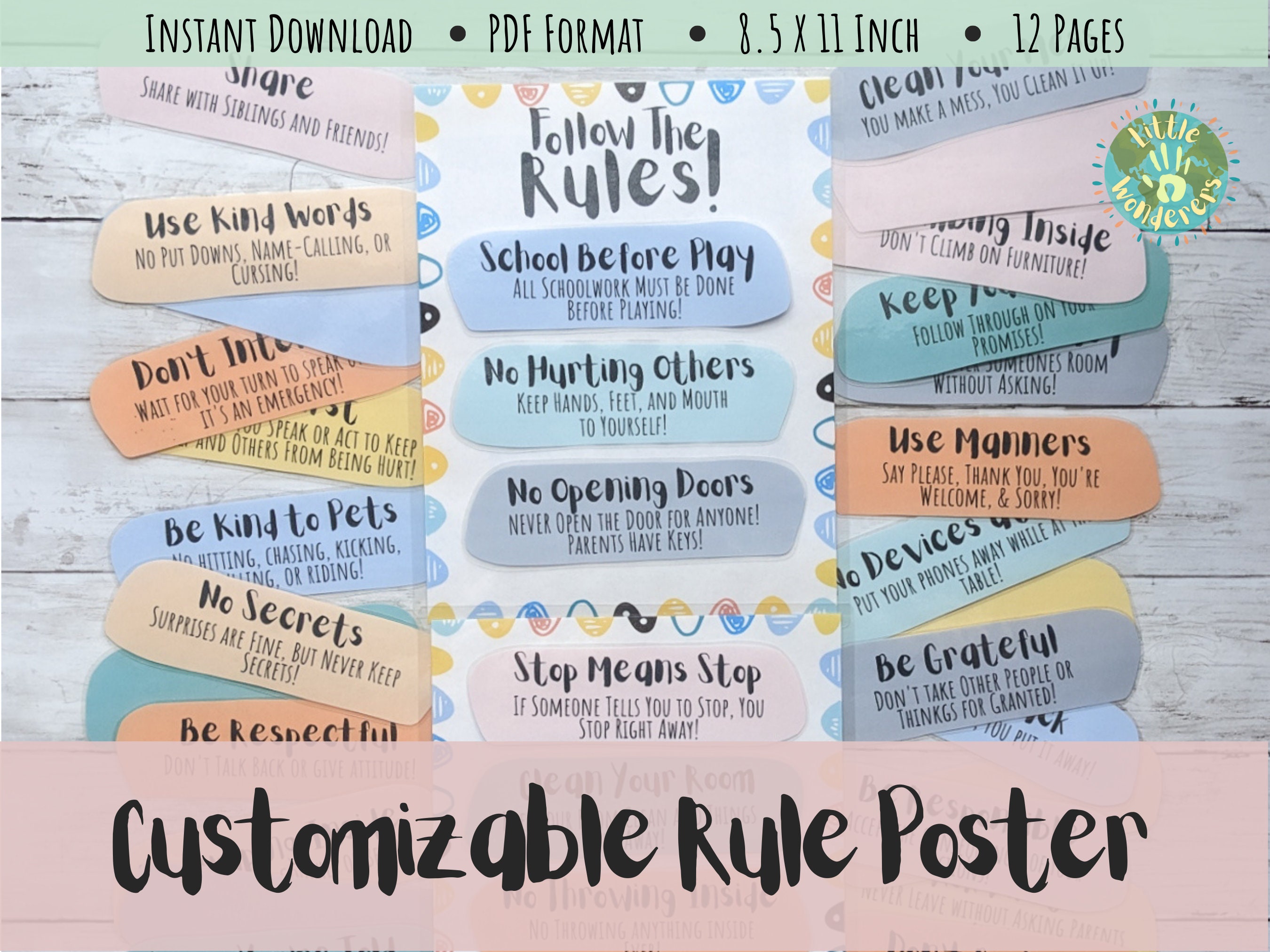 Rule Poster With Removable Rule Cards - Classroom, Homeschool ...