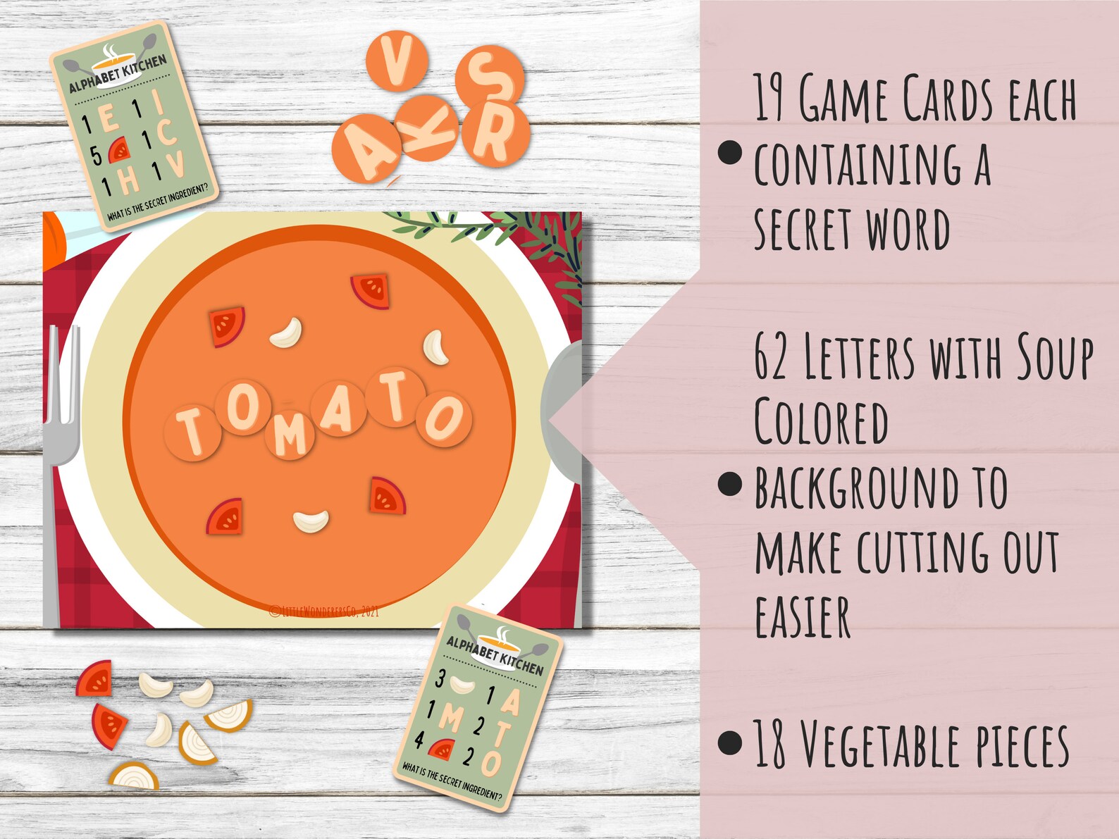 Alphabet Soup Game Activity Counting Spelling Food - Etsy