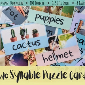 Two Syllable Word Puzzles - Homeschool, English, Language, Sounds ...