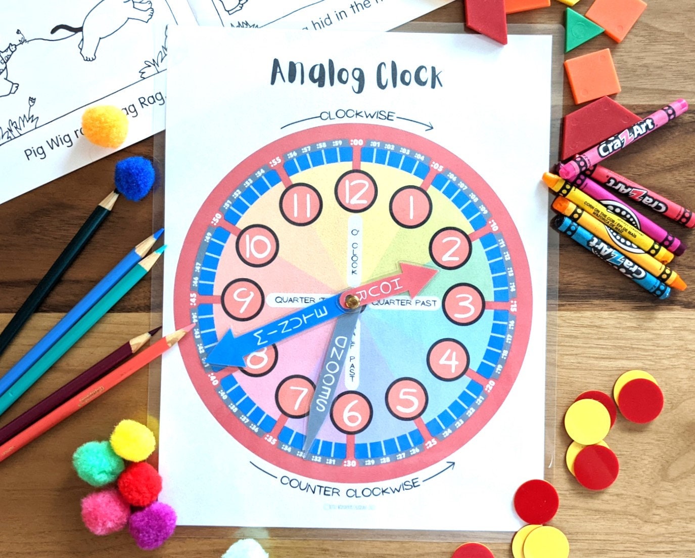 Analog Clock Poster Printable - Homeschool, Telling Time, Preschool ...