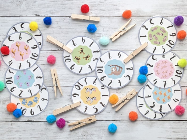 Animal Themed Counting Clip Cards Preschool, Homeschool, Number ...