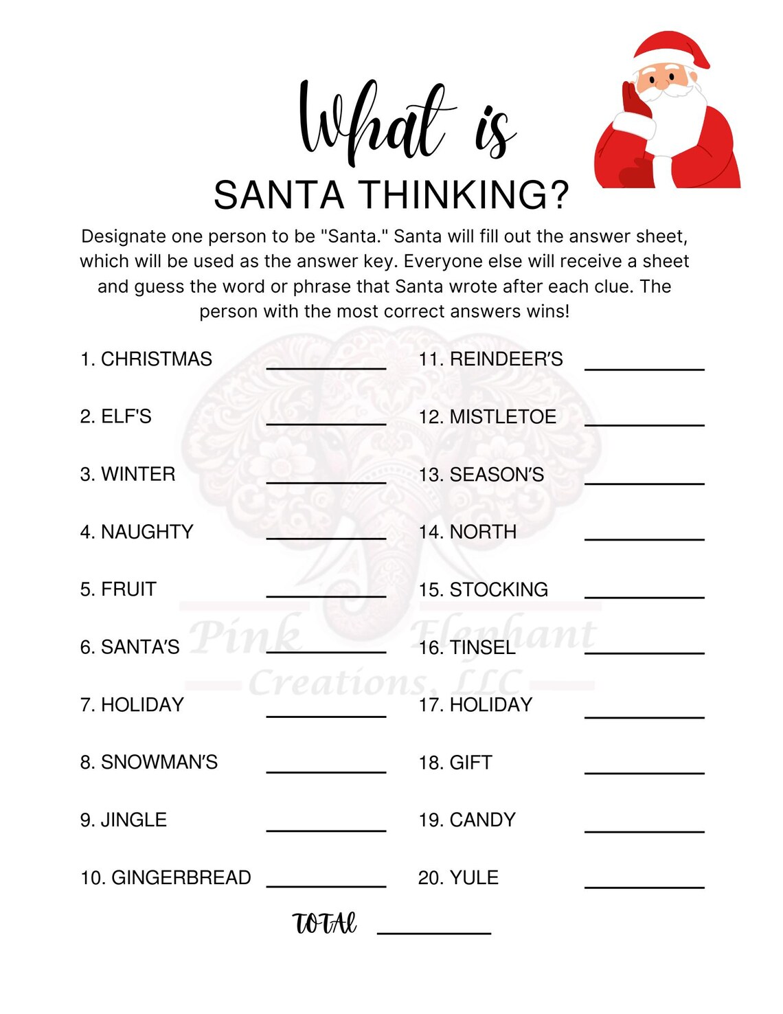 What is Santa Thinking? – Christmas Guessing Game - Etsy