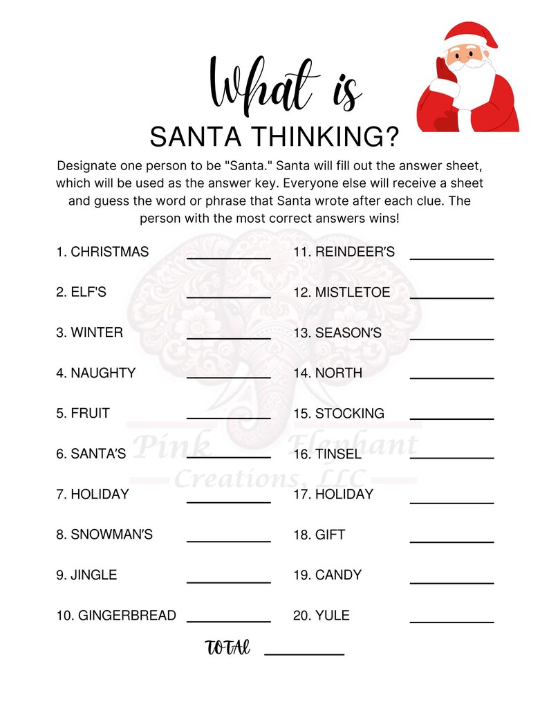 What is Santa Thinking? – Christmas Guessing Game - Etsy