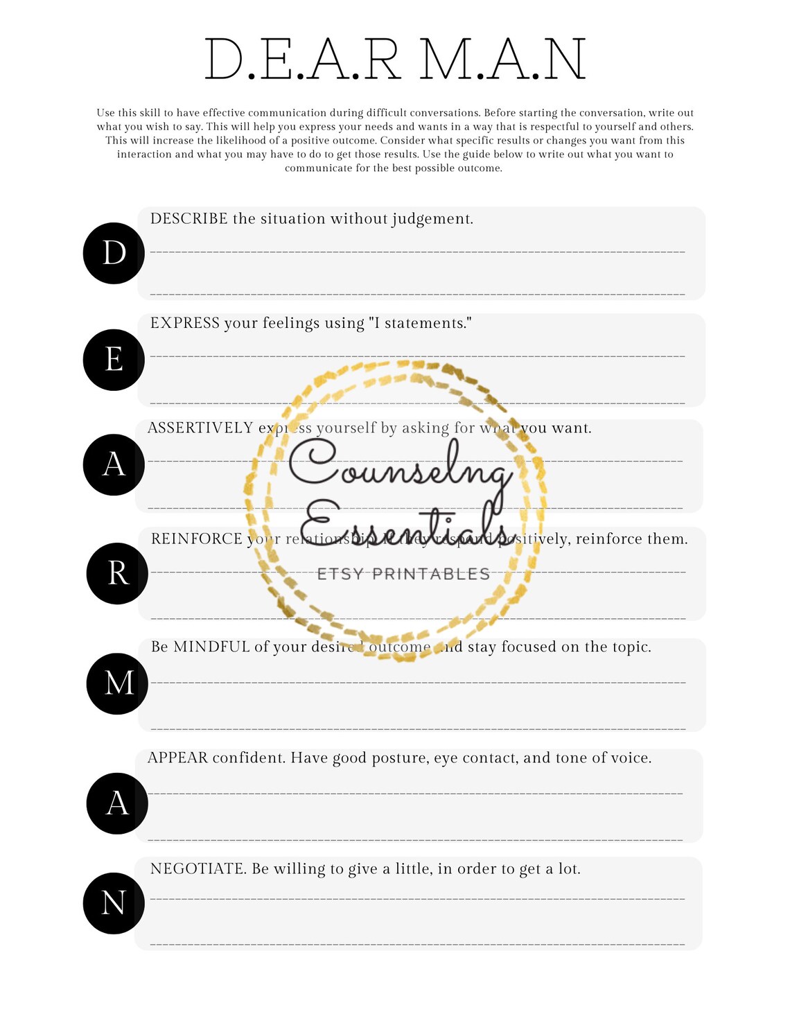 DBT Cheat Sheet & Worksheet Packet | DBT Skills | DBT Worksheets ...