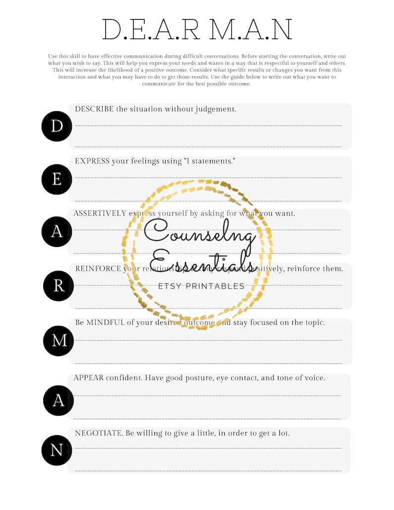 DBT Cheat Sheet & Worksheet Packet | DBT Skills | DBT Worksheets ...