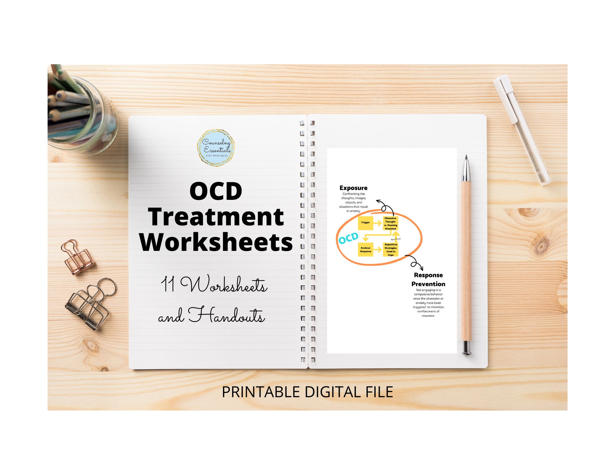 OCD Treatment Packet ERP Worksheet Mental Health Therapy Worksheet ...