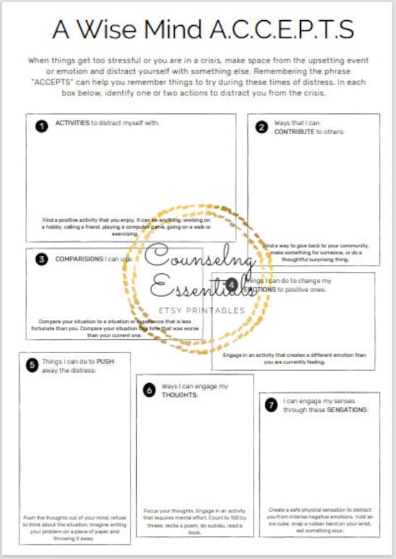 Dbt Distress Tolerance Worksheets DBT Distress Tolerance Skills
