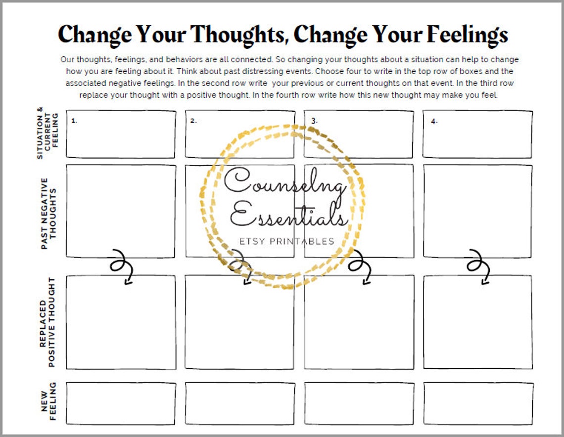 Change Your Thoughts | CBT Worksheet | Mental Health | THERAPY ...