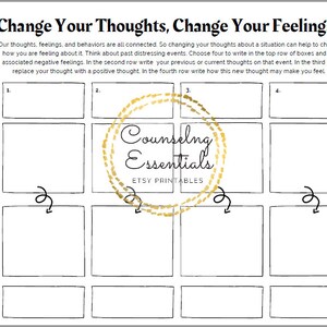 Change Your Thoughts | CBT Worksheet | Mental Health | THERAPY ...