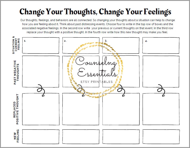 Change Your Thoughts | CBT Worksheet | Mental Health | THERAPY ...