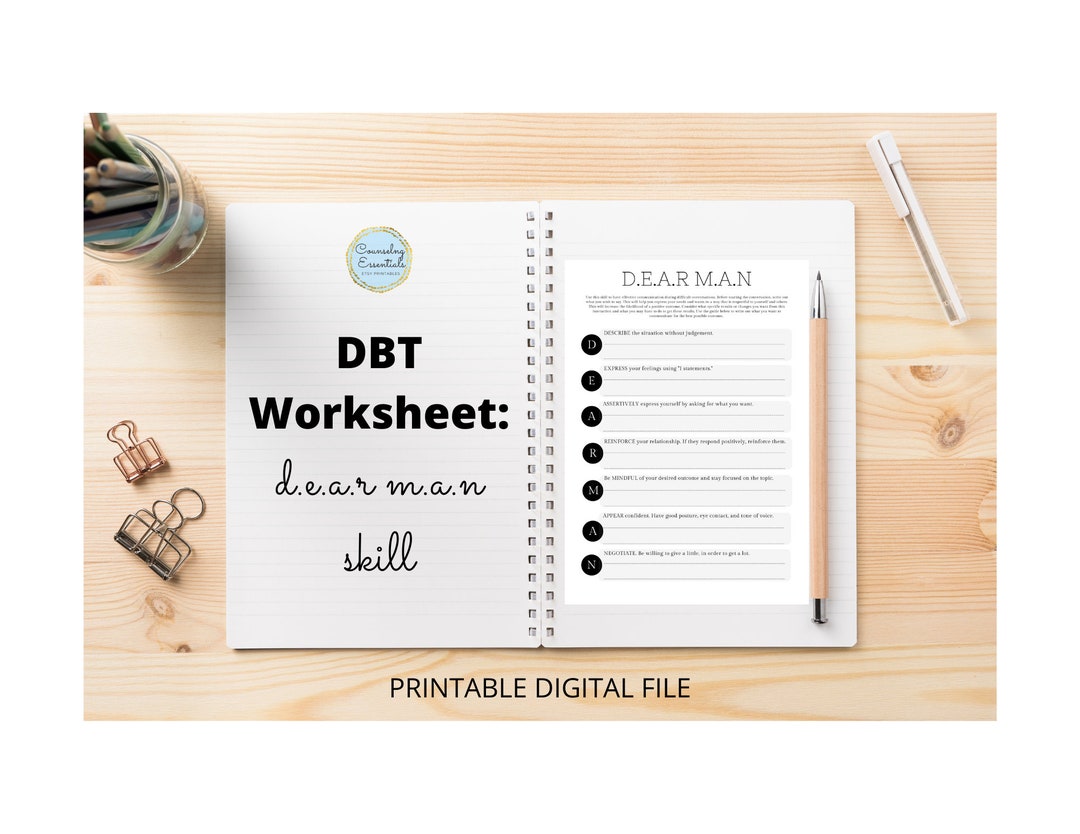 DEAR MAN Interpersonal Effectiveness DBT Worksheet Mental Health ...
