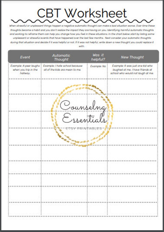 Cbt Automatic Thoughts Worksheet CBT Therapy Worksheets: Tackle