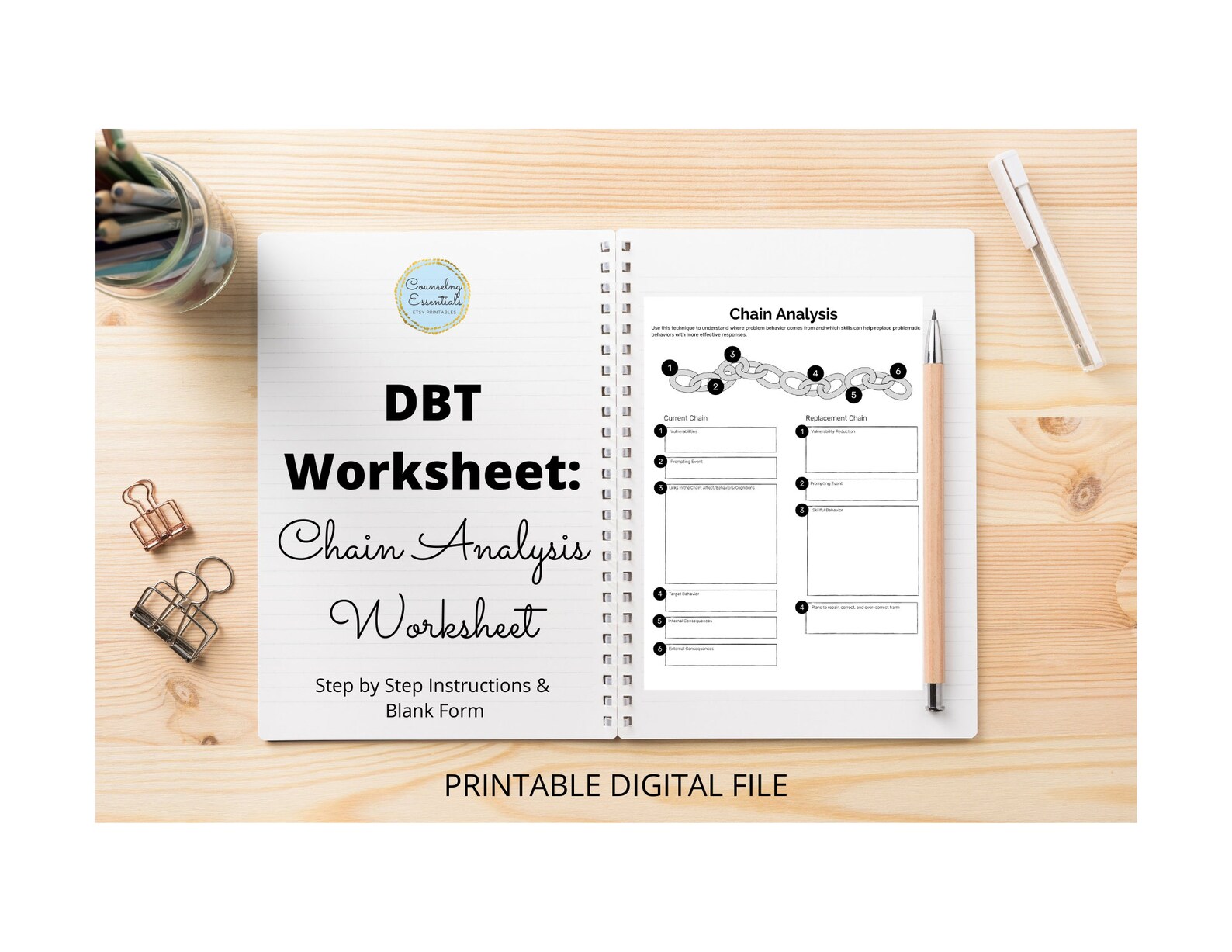 Chain Analysis | DBT Skill | DBT Worksheet | Mental Health | Therapy ...