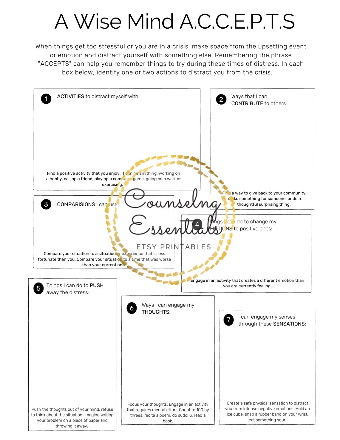 DBT Cheat Sheet & Worksheet Packet | DBT Skills | DBT Worksheets ...
