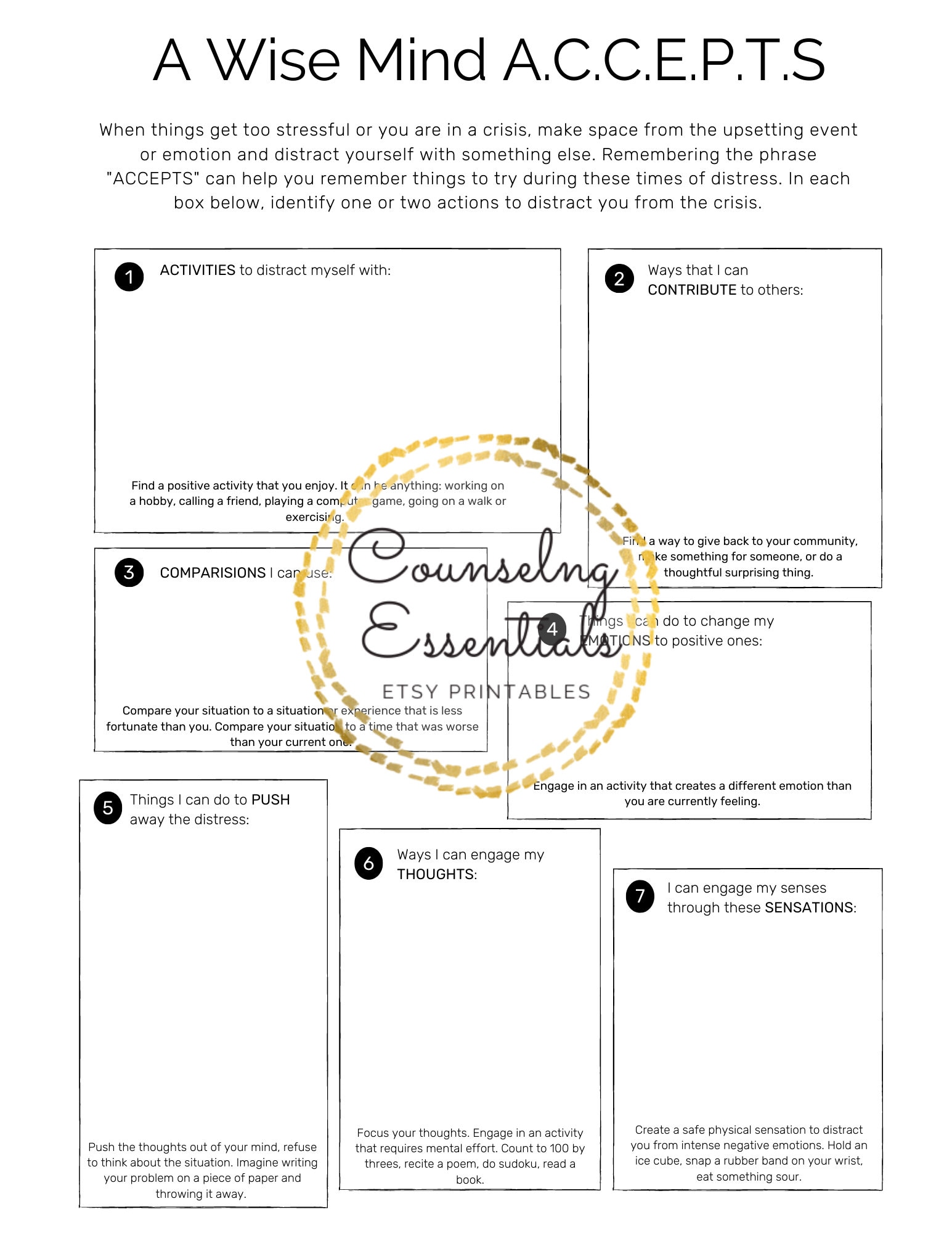 DBT Cheat Sheet & Worksheet Packet | DBT Skills | DBT Worksheets ...