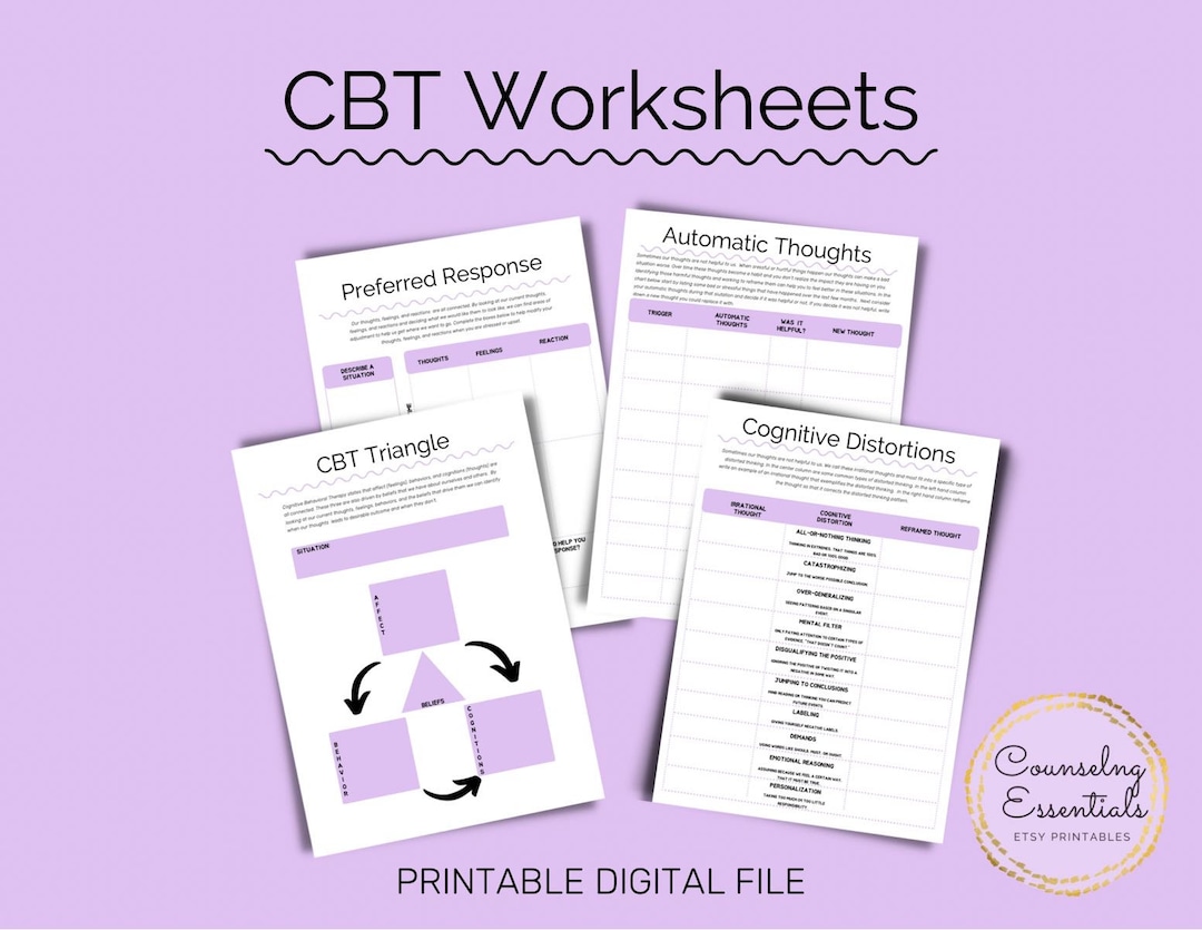 CBT Worksheet Packet | Mental Health | Therapy Worksheet | Self Help ...