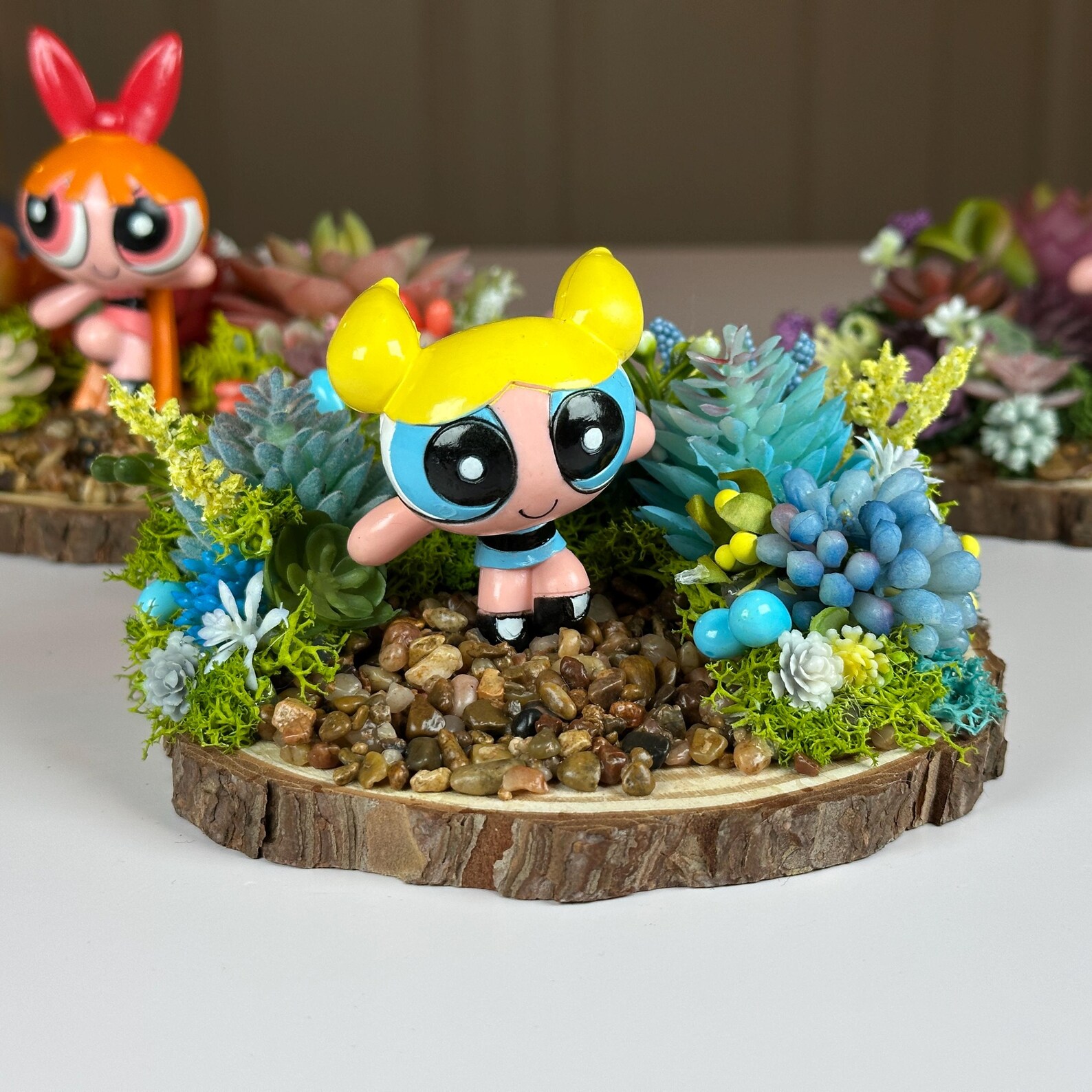 Cartoon Figurine Terrarium Set: Faux Succulents, Anime Gift - Etsy