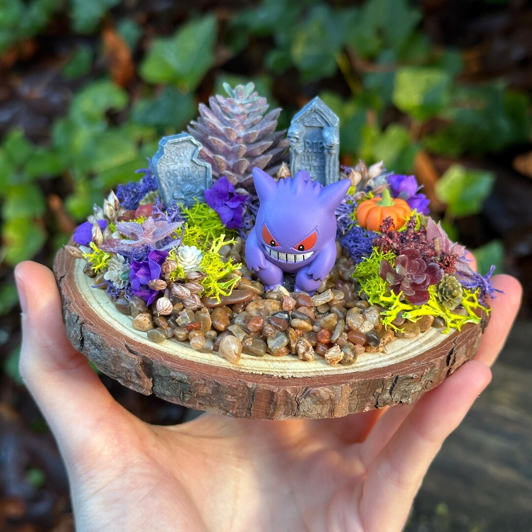 Gengar Video Game Terrarium Faux Succulent Terrarium Diorama Nerdy Gift ...