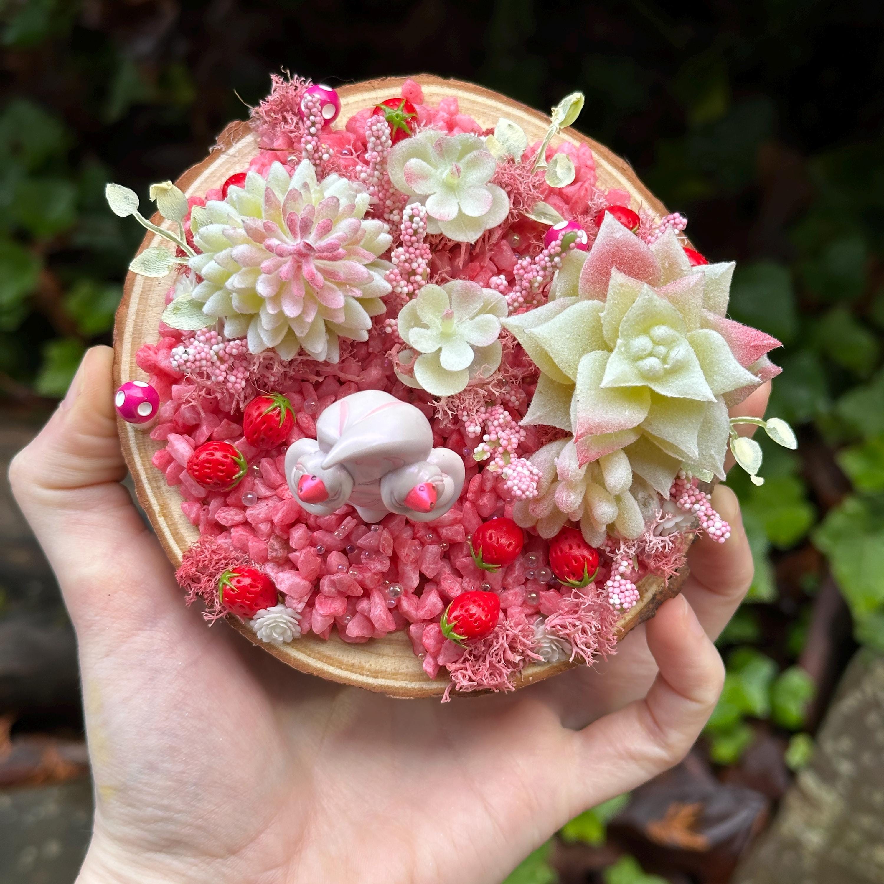 Alcremie Video Game Terrarium | Faux Succulent Terrarium Diorama ...