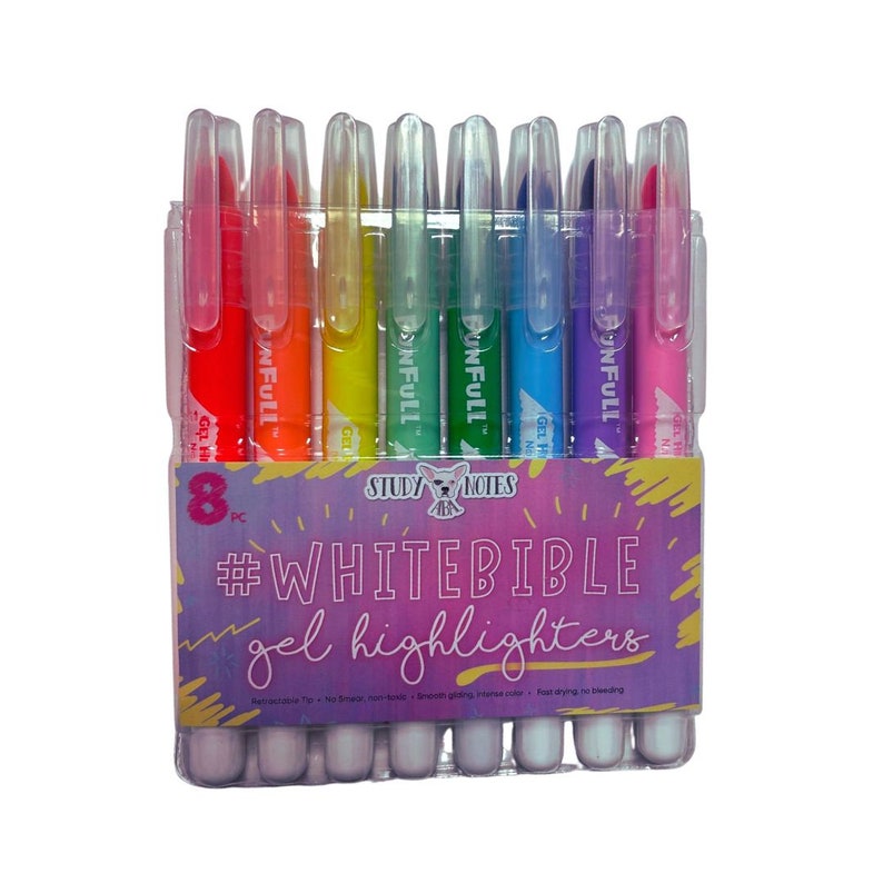 White Bible Gel Highlighters | No Bleed or Smear | Study Highlighters ...