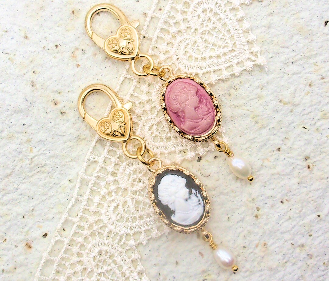 Cameo Purse Charm - Victorian Inspired - Bag Jewelry - Purse Dangle ...
