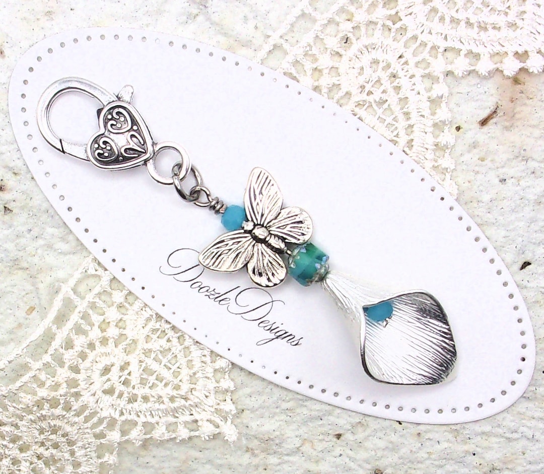 Butterfly Lily Purse Charm - Crystal Bag Jewelry - Purse Dangle - Calla ...