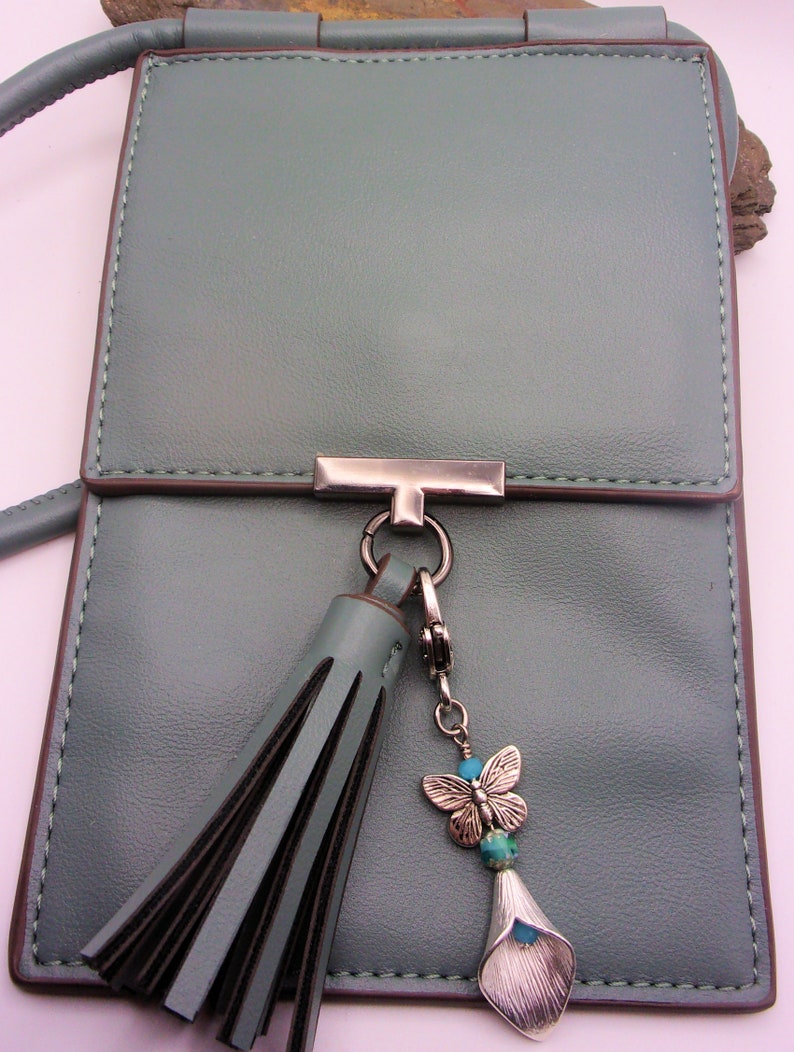 Butterfly Lily Purse Charm - Crystal Bag Jewelry - Purse Dangle - Calla ...