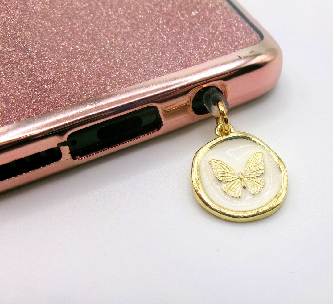 Butterfly Phone Charm - Dust Cover USB Port - Mobile Earphone Jack Plug ...