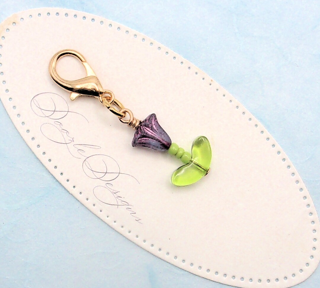 Purple Flower Zipper Pull - TN Charm - Traveler's Notebook Dangle ...