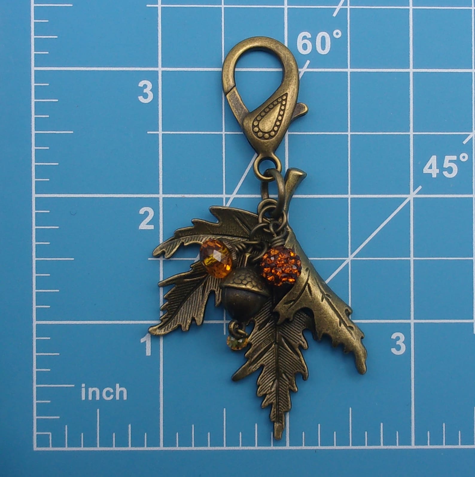 Antiqued Brass Rustic Oak Leaf and Acorn Purse Charm - Fall Autumn ...