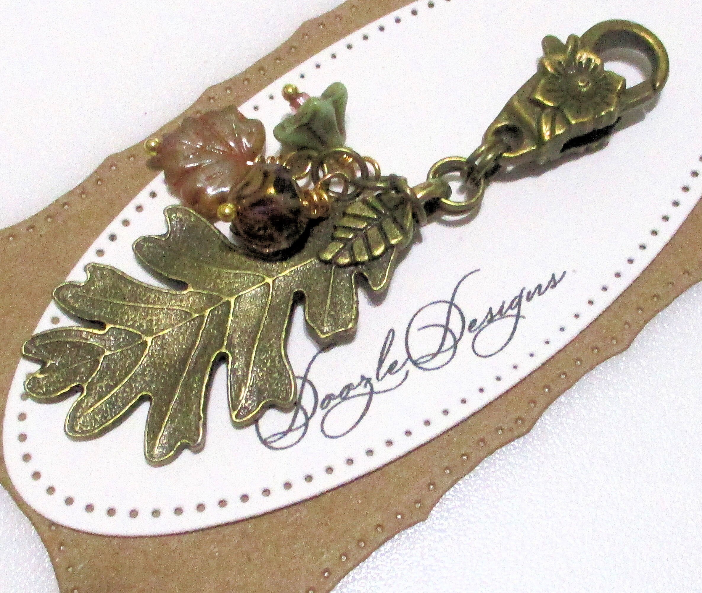 Antiqued Brass Rustic Oak Leaf Purse Charm Fall Autumn - Etsy
