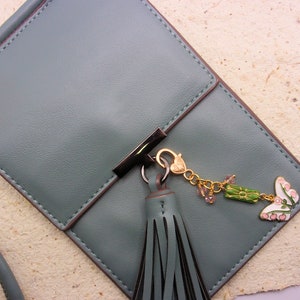 White Floral Butterfly Purse Charm Handbag Dangle Backpack Key Ring ...