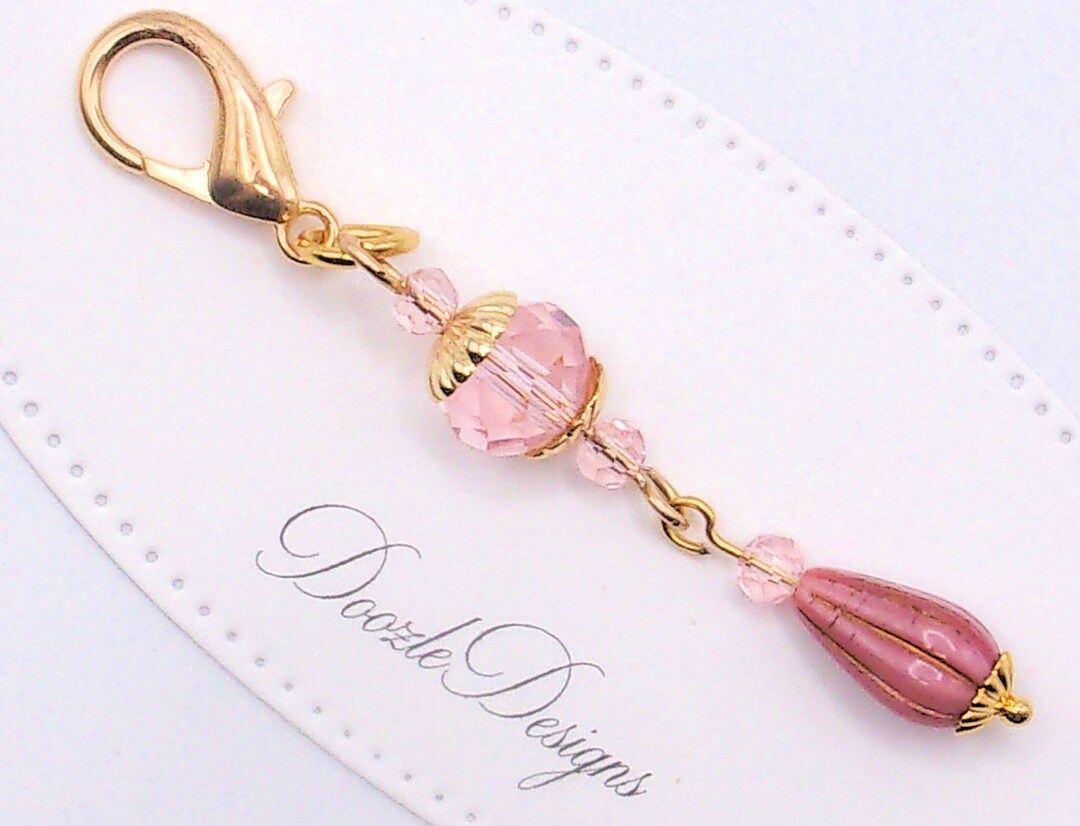 Pink Drop Zipper Pull - Handbag Jewelry - Purse Dangle - Backpack ...