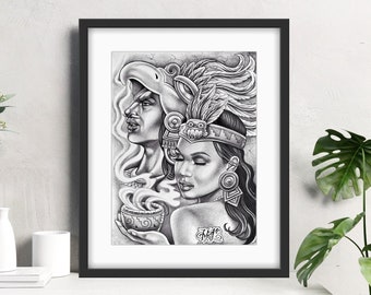 Chicano Art Digital Print Skulls and Roses Midwest Gothic - Etsy