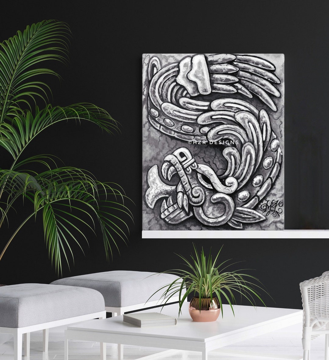Canvas Print – Quetzalcoatl, Aztec Art, Chicano Art, Aztec Wall Art ...