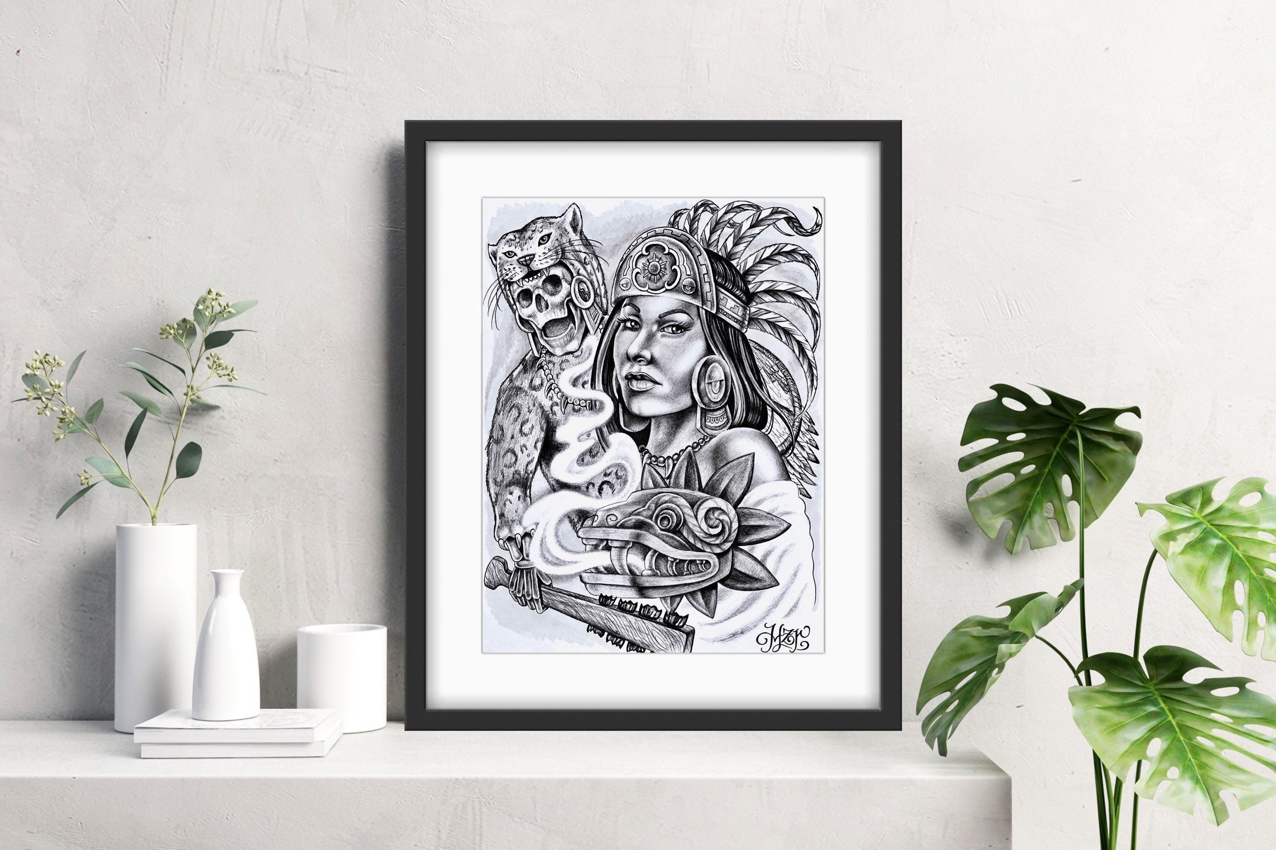Aztec Warrior And Princess Poster