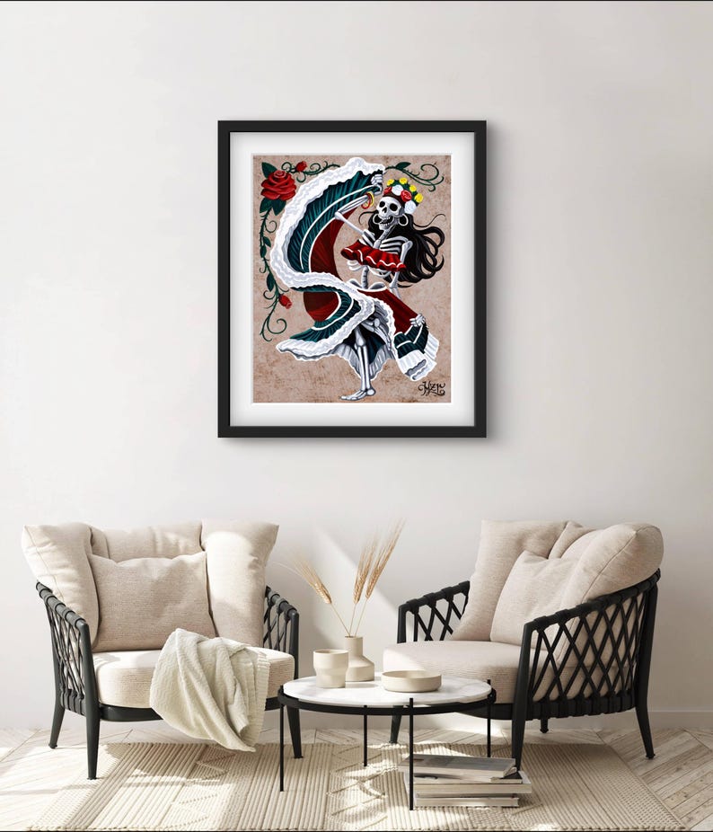 Day of the Dead Dancing Skeleton Poster Print – Mexican Folklore Art ...