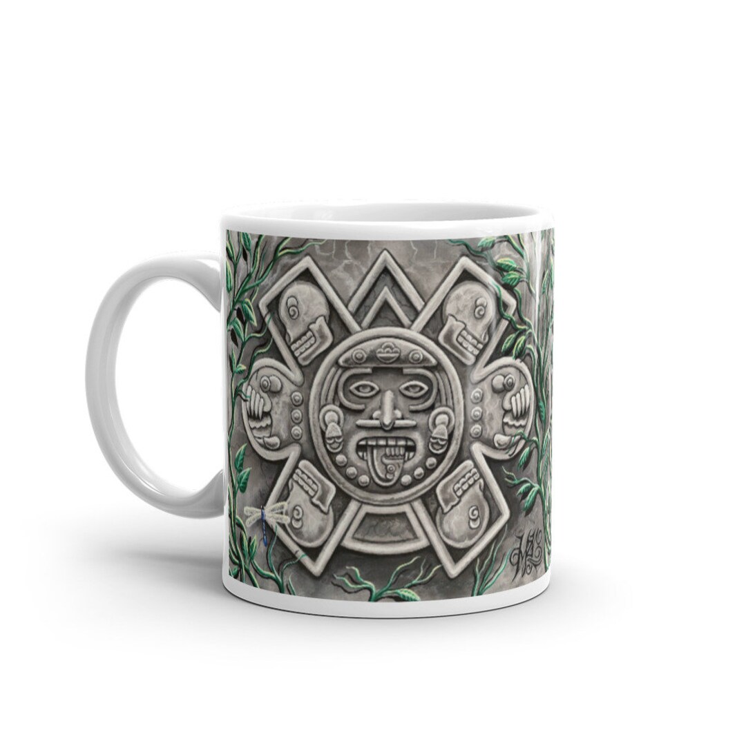 White Mug Aztec Mug Aztec Sun Aztec Art Chicano Mug - Etsy