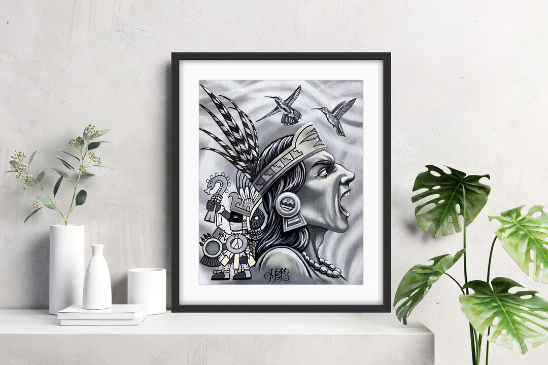 Poster Print Aztec Warrior, Aztec Art, God of War, Aztec Wall Art ...