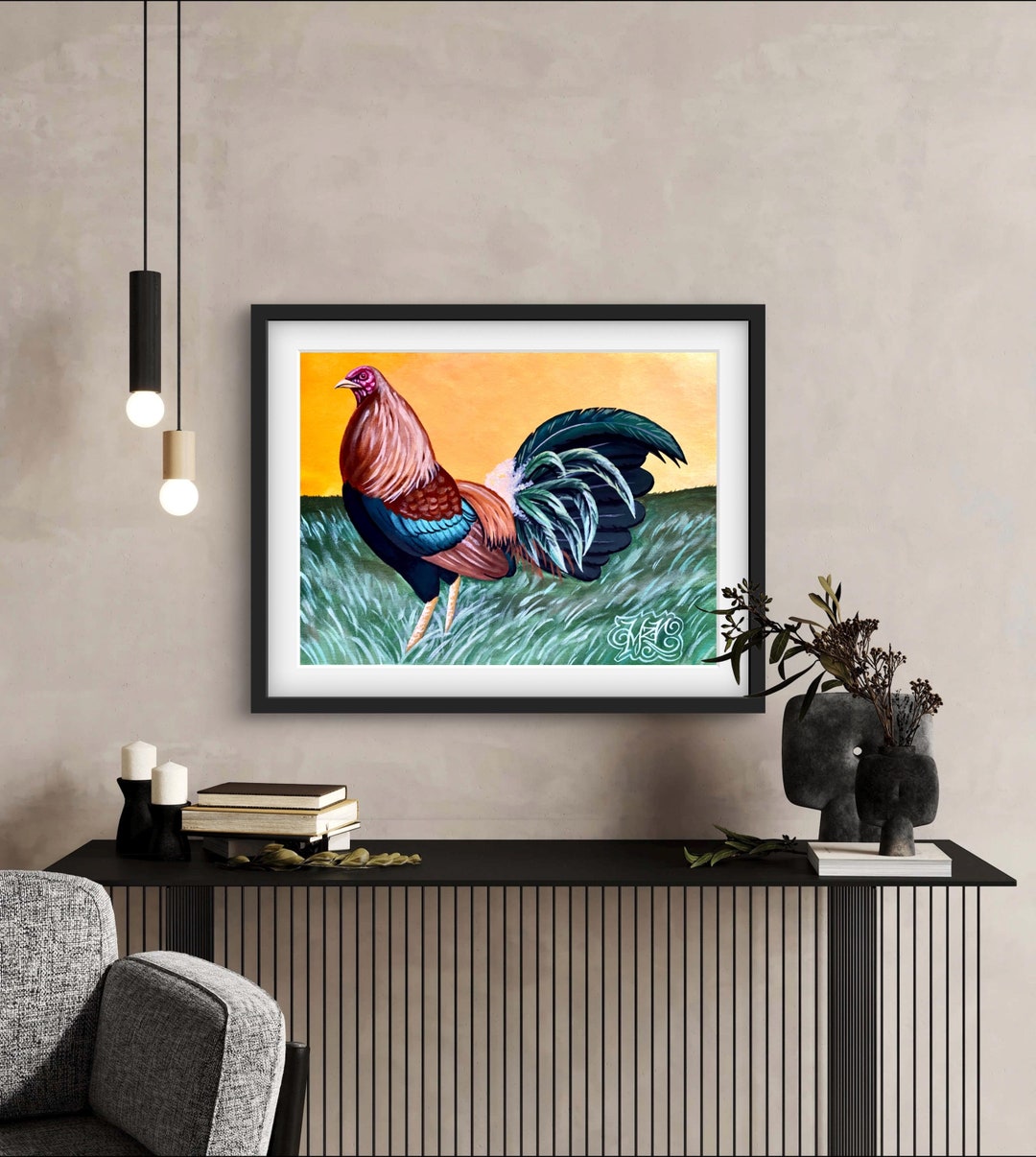 Poster Print - Red Rooster Painting, Rooster Decor, Rooster Art ...
