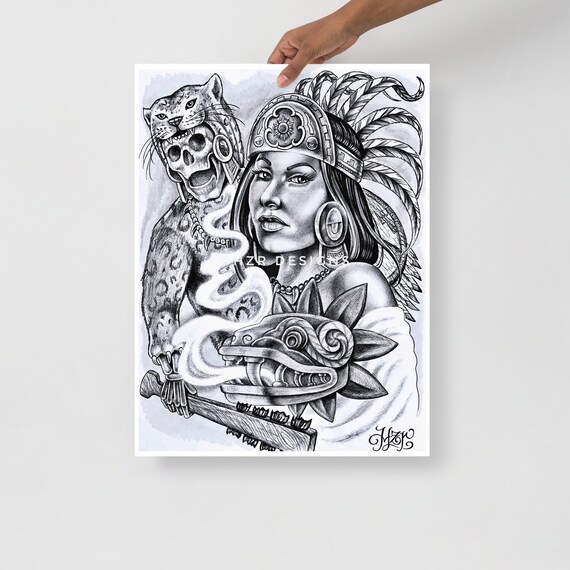 Aztec Warrior And Princess Poster