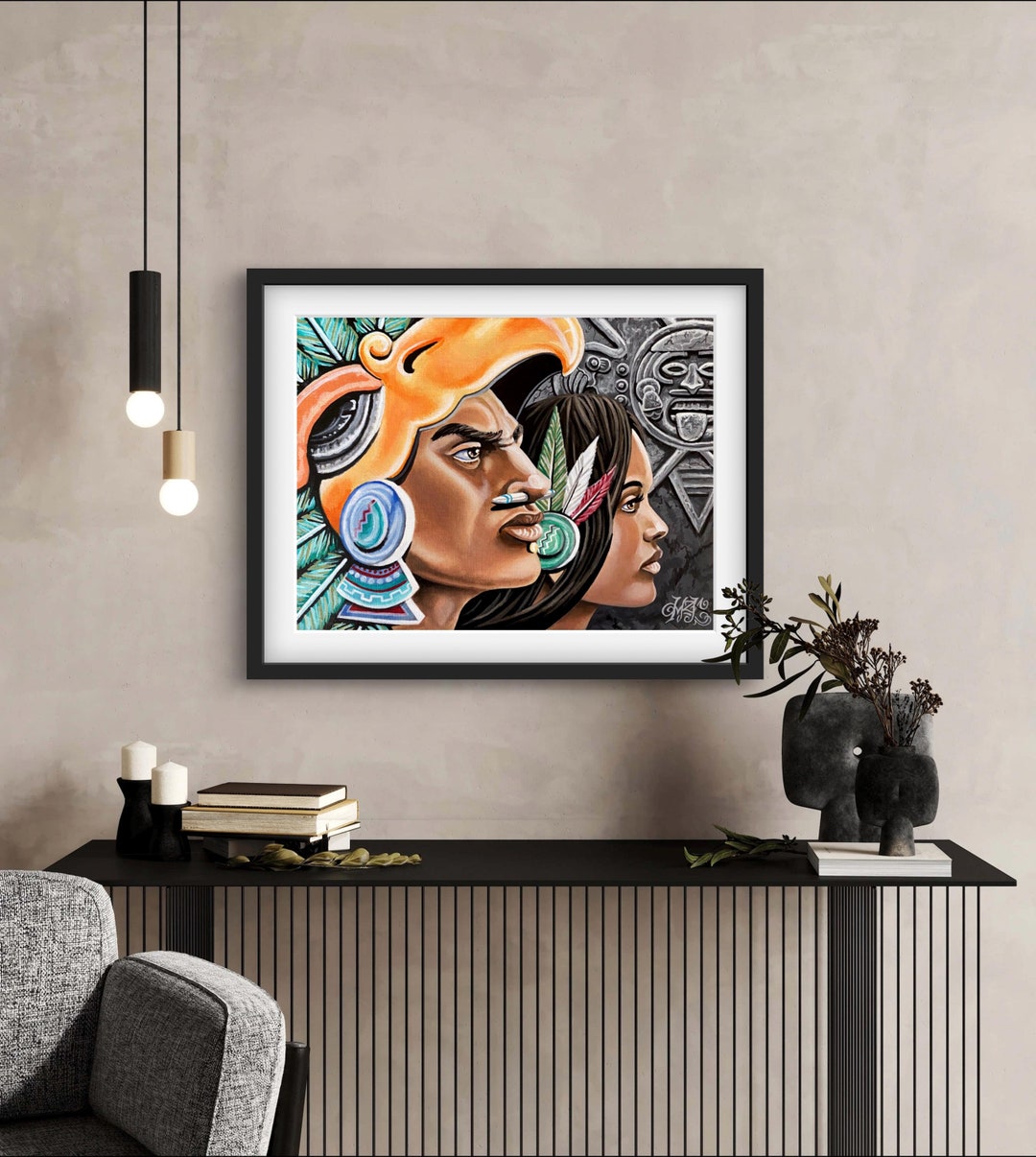 Aztec King and Queen Poster Print – Indigenous Art Wall Decor, Pre ...