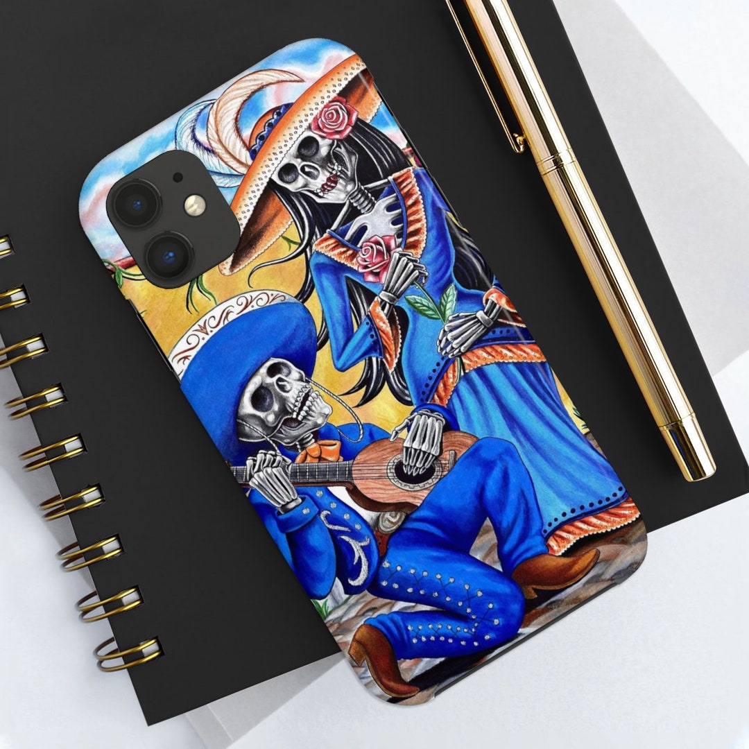 Dia De Los Muertos iPhone Case, Skeleton Mariachi Couple Art, Dual ...