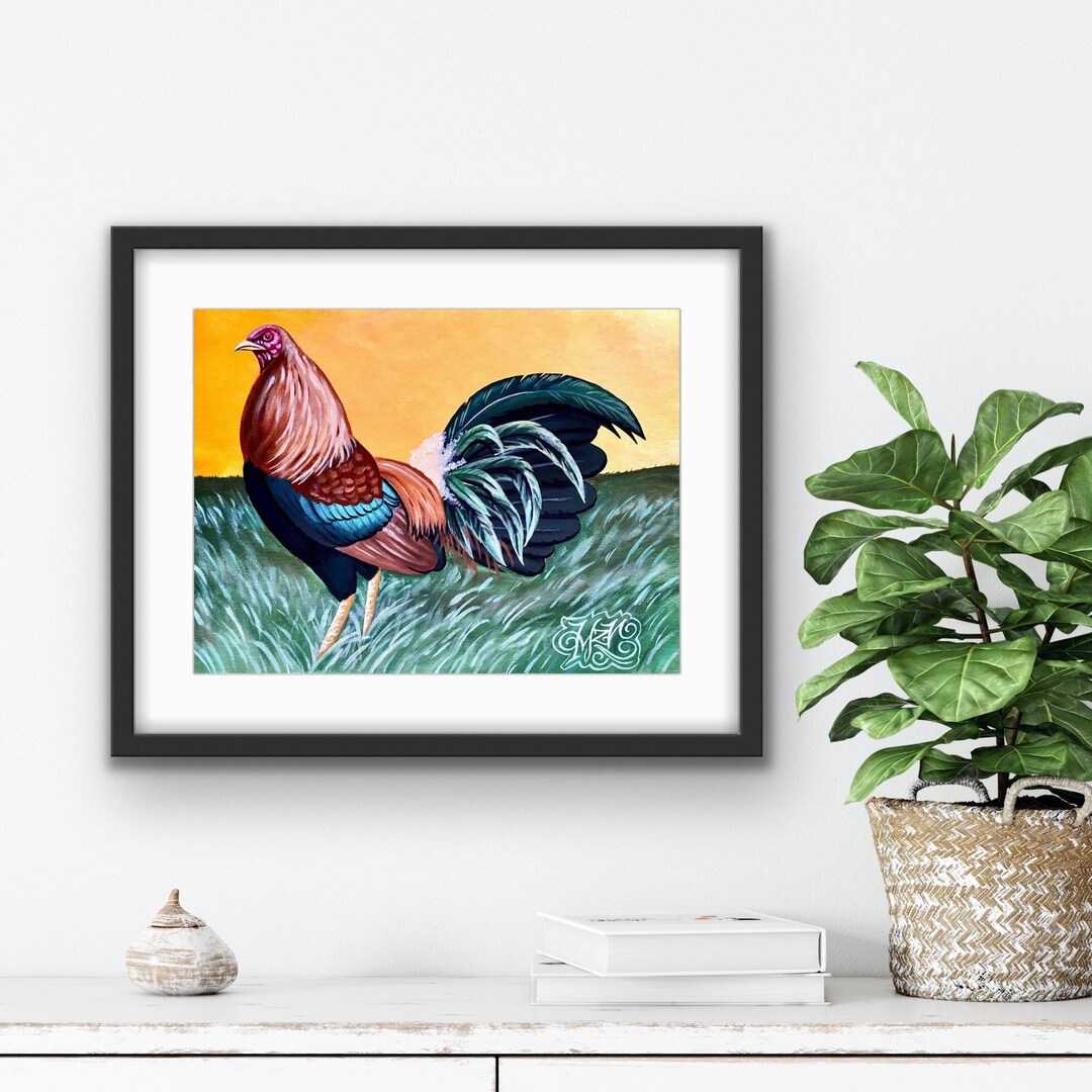 Poster Print Red Rooster Painting, Rooster Decor, Rooster Art, Rooster ...