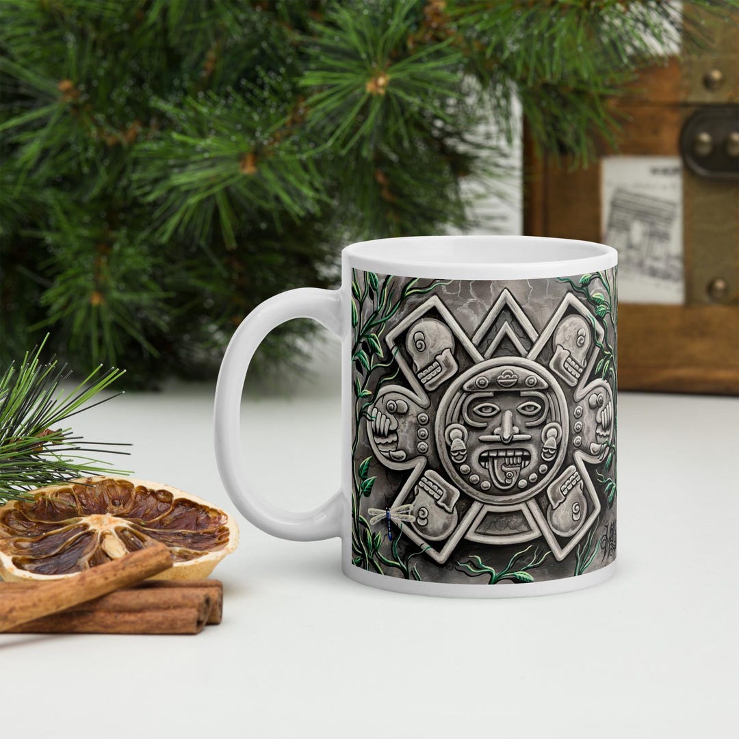 Aztec Calendar Stone Mug – Mayan Art, Tribal Mythology Coffee Cup - Etsy
